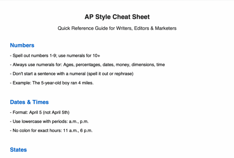 AP Style Cheat Sheet: The Ultimate Guide for Writers and Editors - NewswireJet