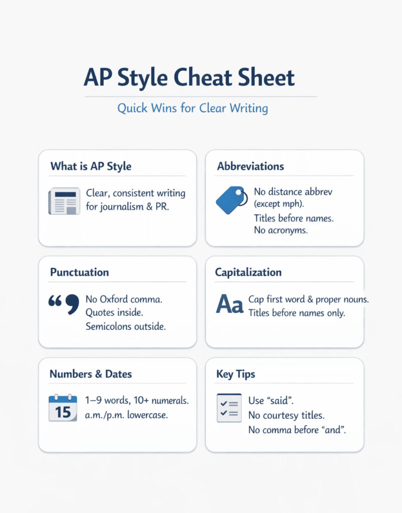 AP Style Cheat Sheet Quick Guide for Writers & Editors (2026)